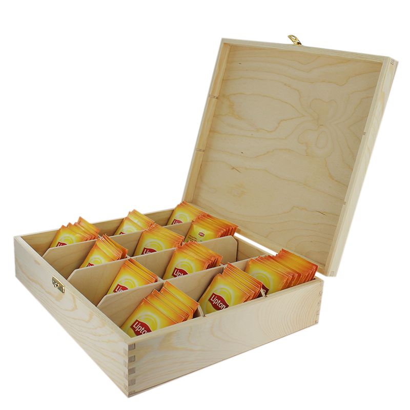 Caja de té 12 compartimientos grabada